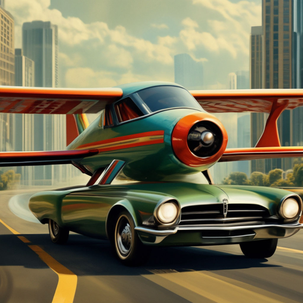 "Car-plane" — image created in Shedevrum