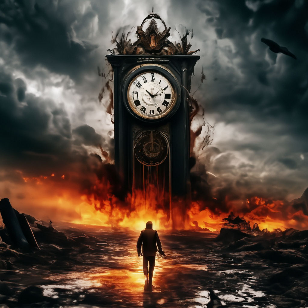 "Darkness, clock,cyclicity, eternity, time trader" — image created in ...
