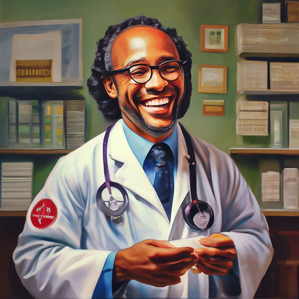 "The doctor prescribed me a smile..." — image created in Shedevrum