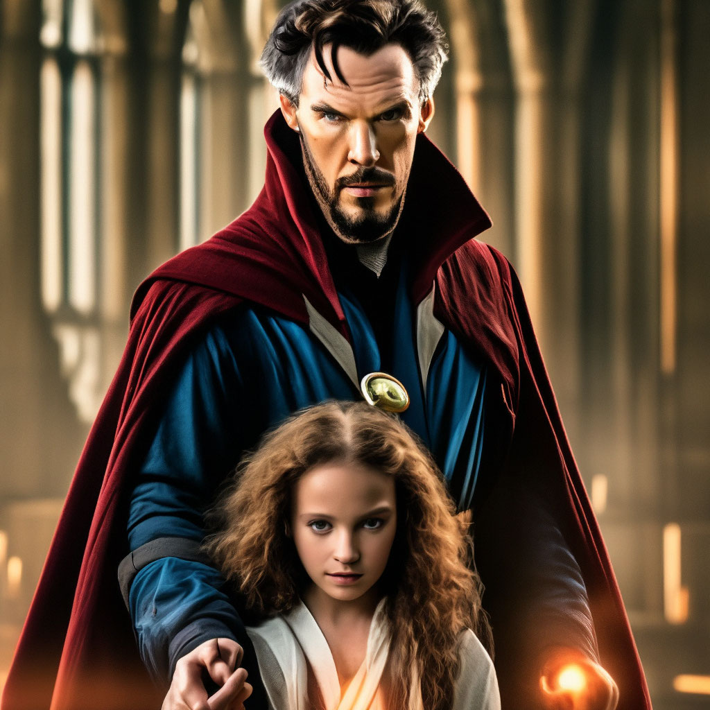 "Dr. Strange is raising a daughter" — image created in Shedevrum