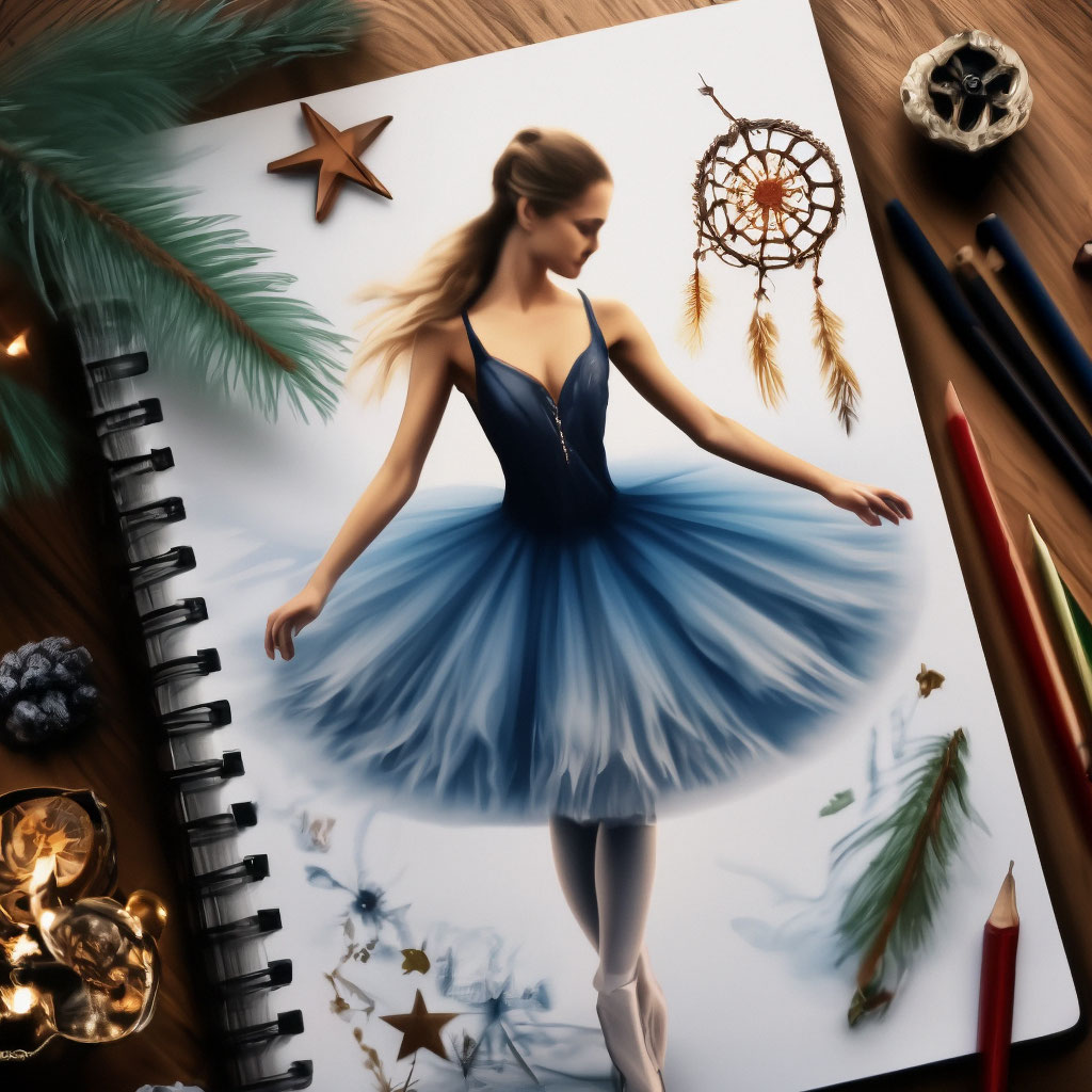 "Ballet dancer drawing with colored pencils on a piece of paper in a ...
