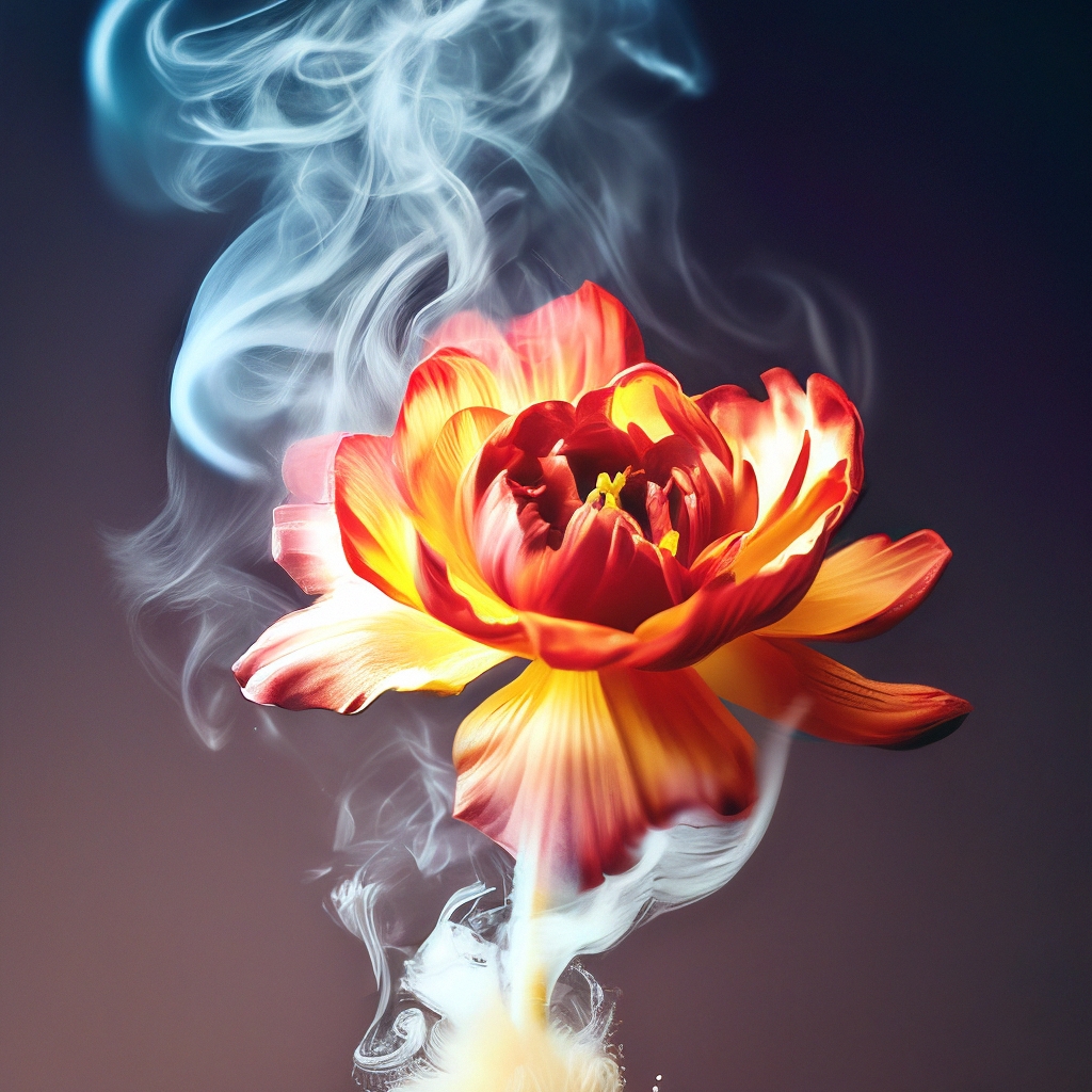 "Smoldering flower, smoke" — image created in Shedevrum