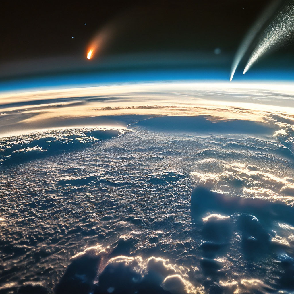 "Halley's comet view in space photo ultra-quality ultra-detail 32K ...