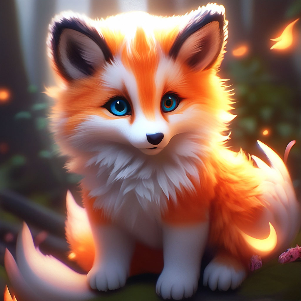 "Cute fox-phoenix. fluffy. beautiful. realism. high detail. big ...