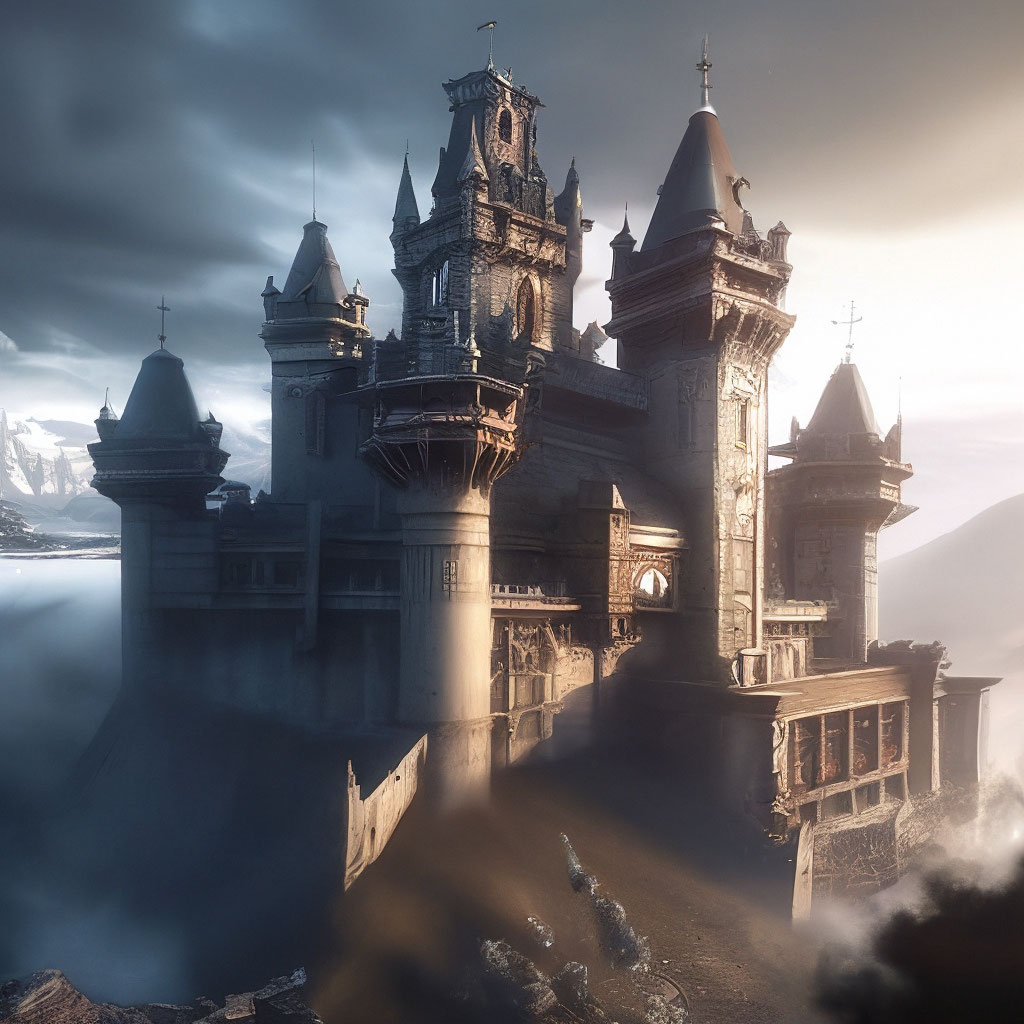"Medieval castle, realistic scary" — image created in Shedevrum