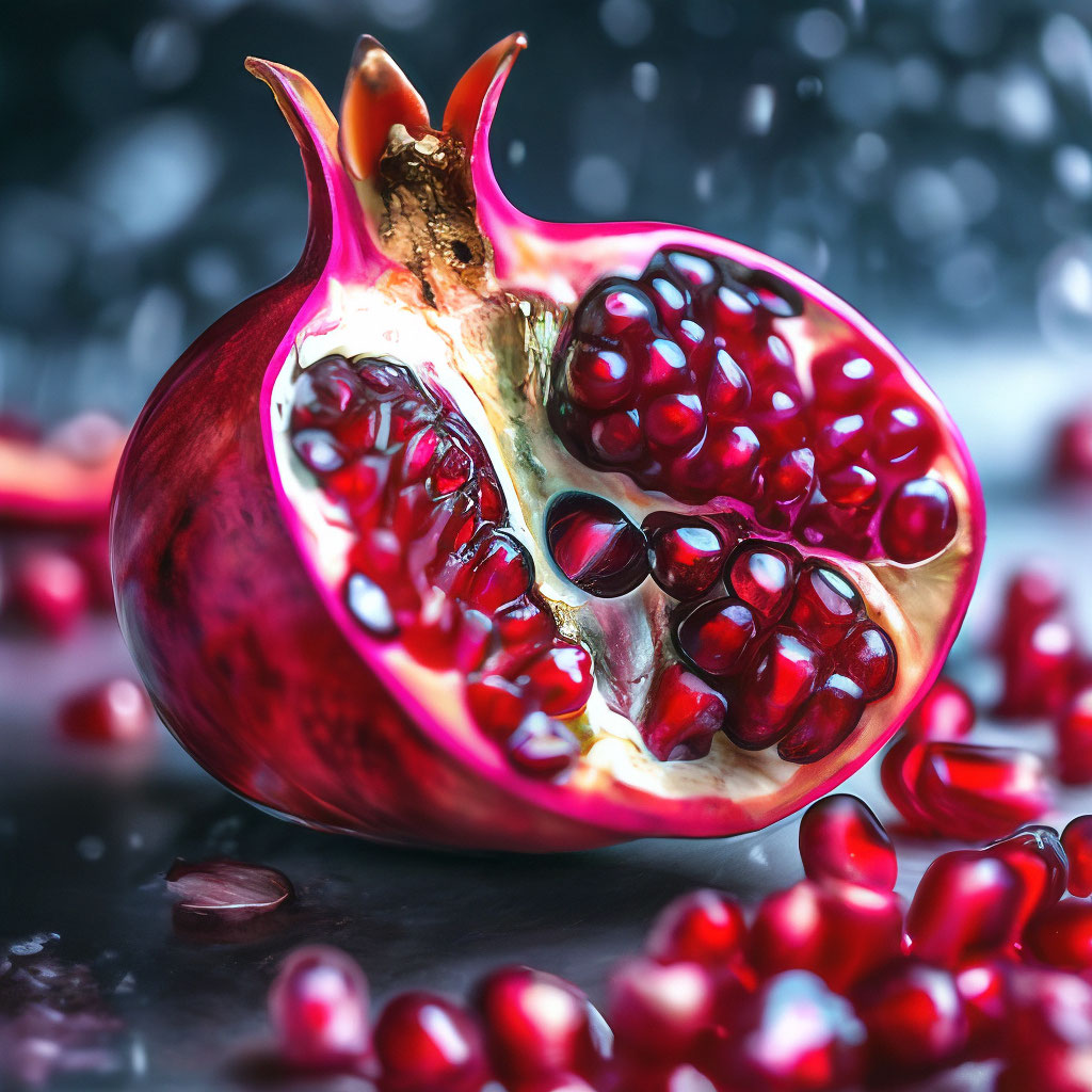 "Pomegranate fruit, aesthetically pleasing, beautiful, realistic ...