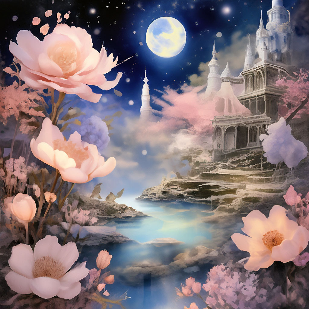 "Heavenly pastel garden hyperrealism,rococo style, microdetalization ...