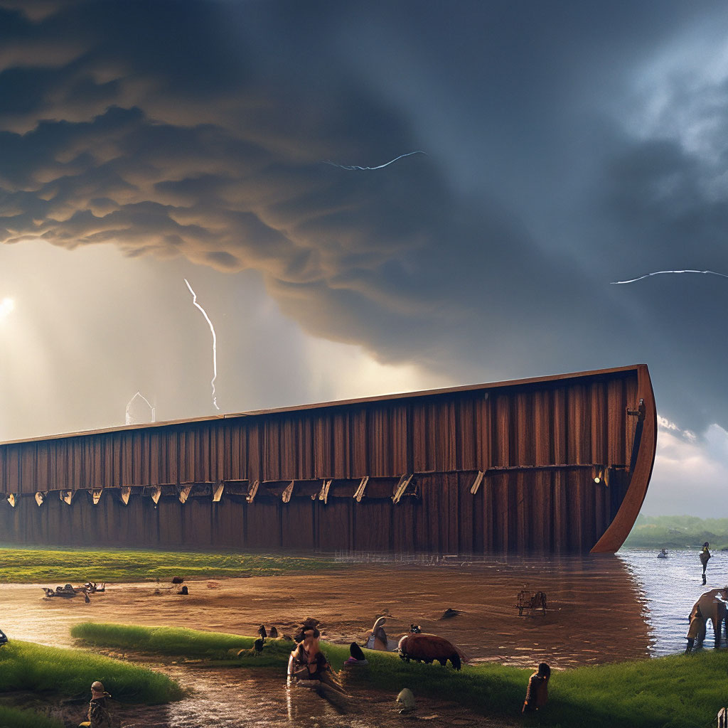 "Noah's Ark is floating, the flood is on the ground, it's raining, the ...