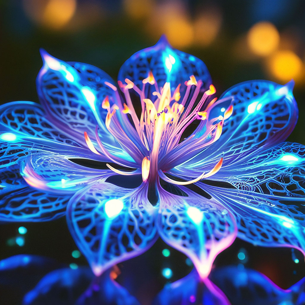 "Fabulous flower, filigree petals, edges inlaid with lightning, in the ...