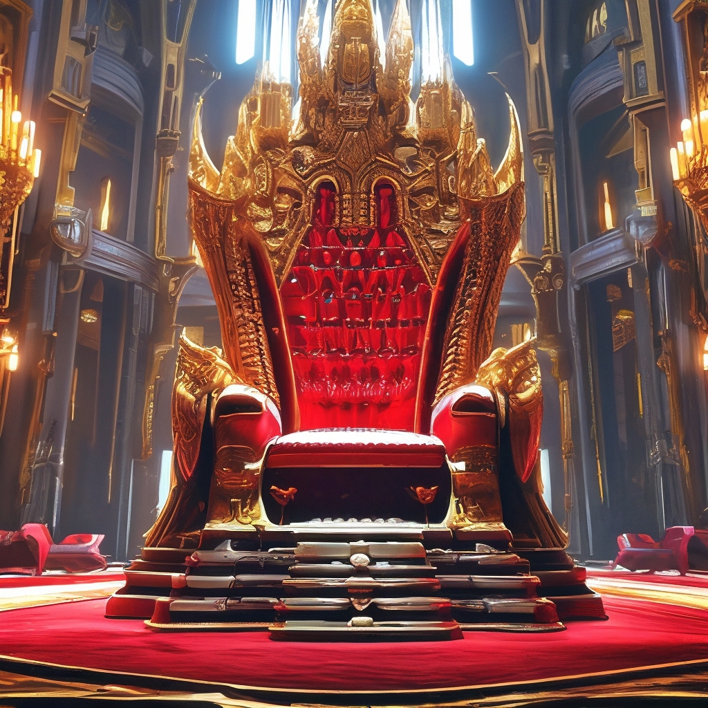 "Huge throne room in Gothic style, massive beautiful and terrible ...