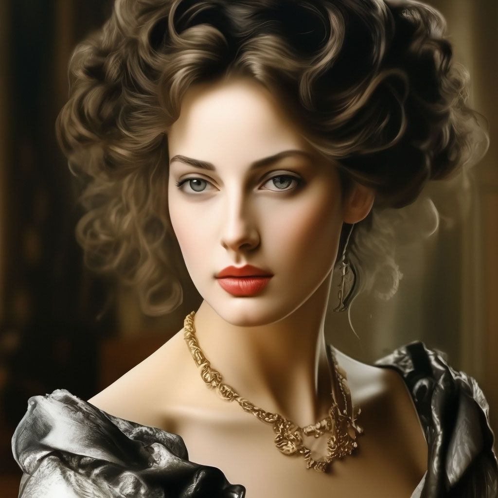"A beautiful, elegant woman of Balzac's age" — image created in Shedevrum