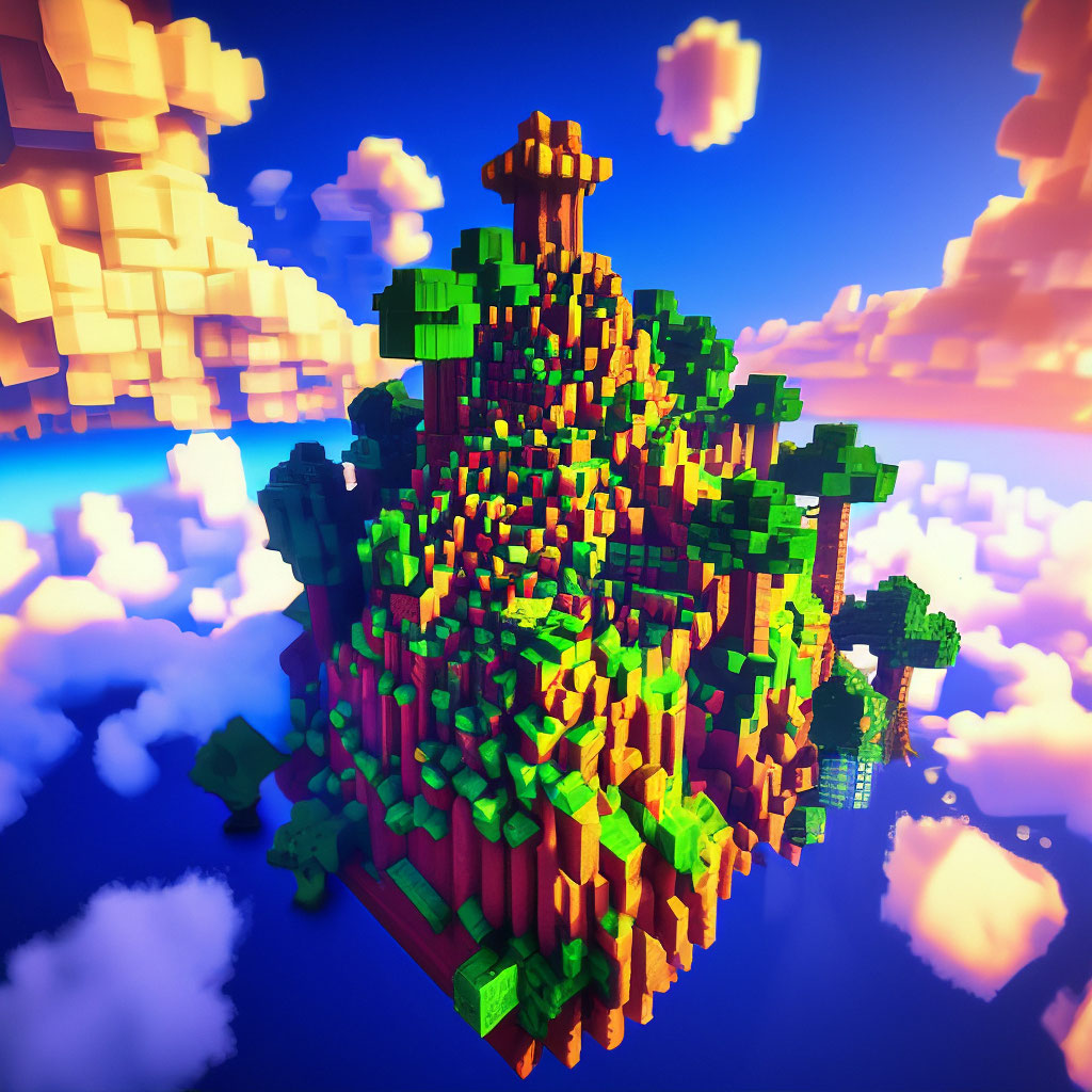 "Minecraft Skyblock" — image created in Shedevrum