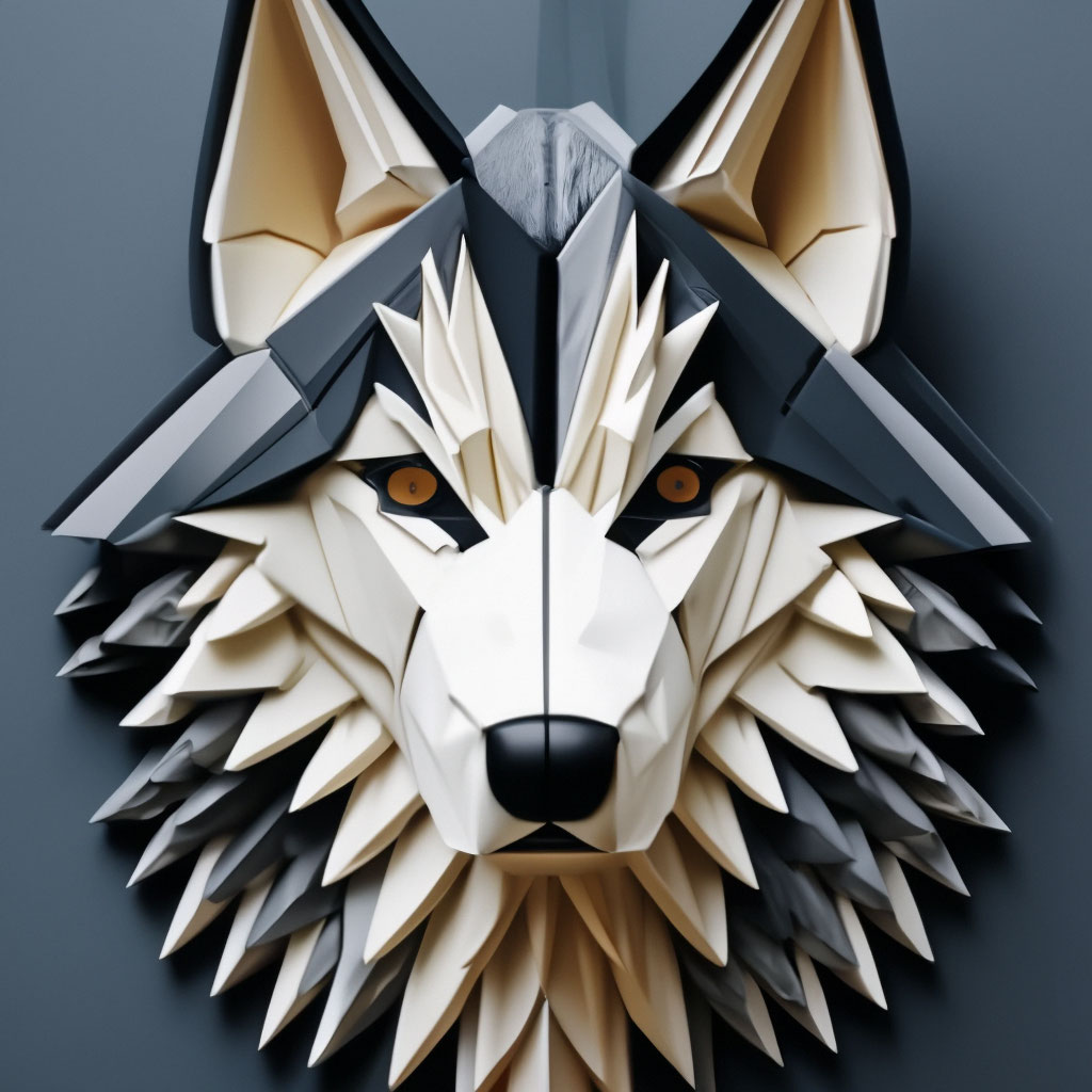 "Origami Husky dogs,Intricate origami, 3D, complex composition, fur ...