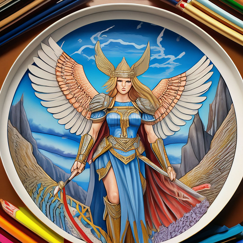 "Scandinavian valkyrie, drawing made with pastel crayons, 4k," — image ...