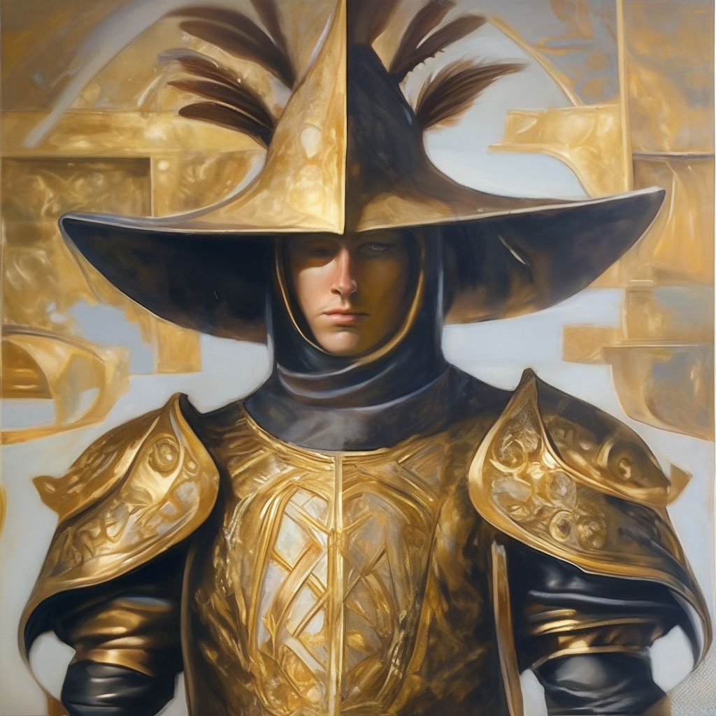 "Renaissance, Baroque, surrealism, German knight on the background of ...