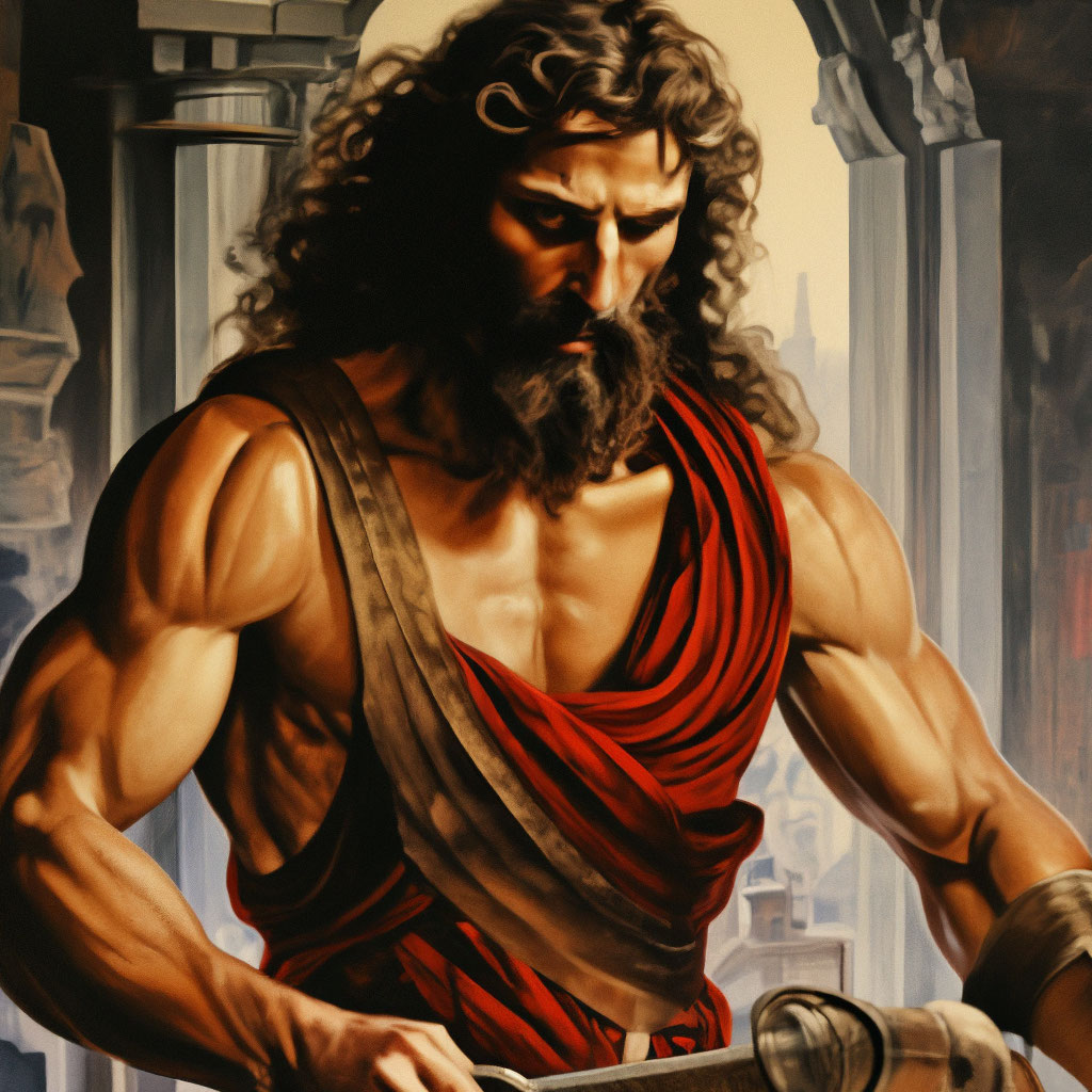 "Hephaestus, Greek mythology" — image created in Shedevrum
