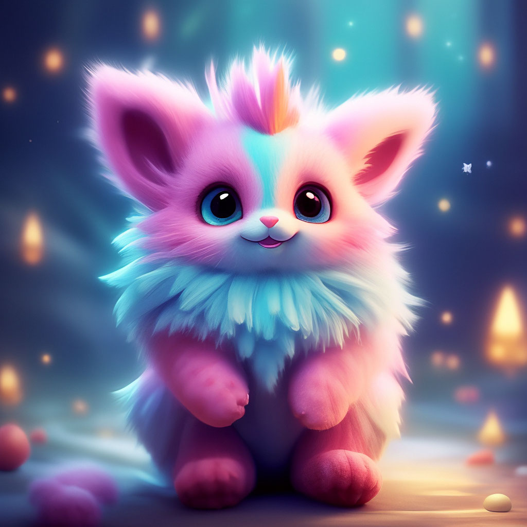 "Cute fluffy magical creature" — image created in Shedevrum