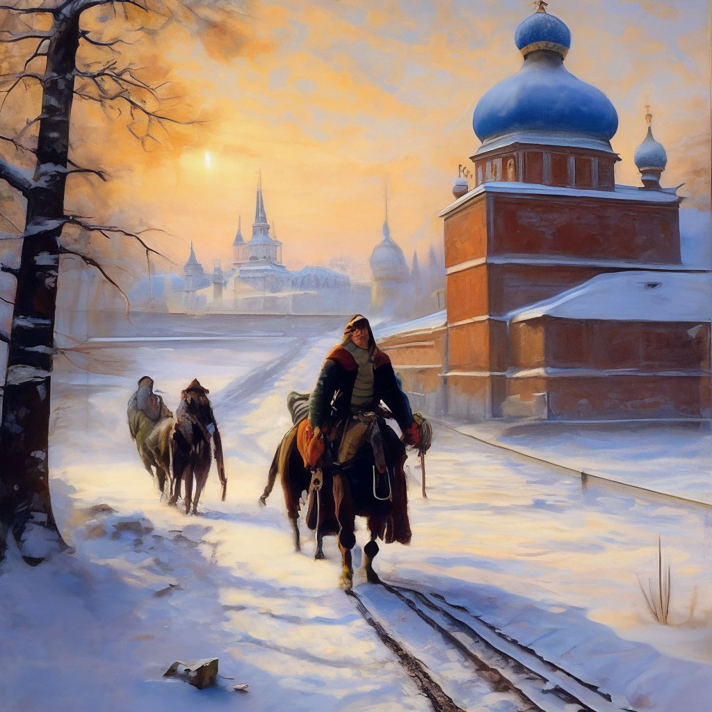 "Young Mikhailo Lomonosov follows a horse-drawn wagon train to Moscow ...