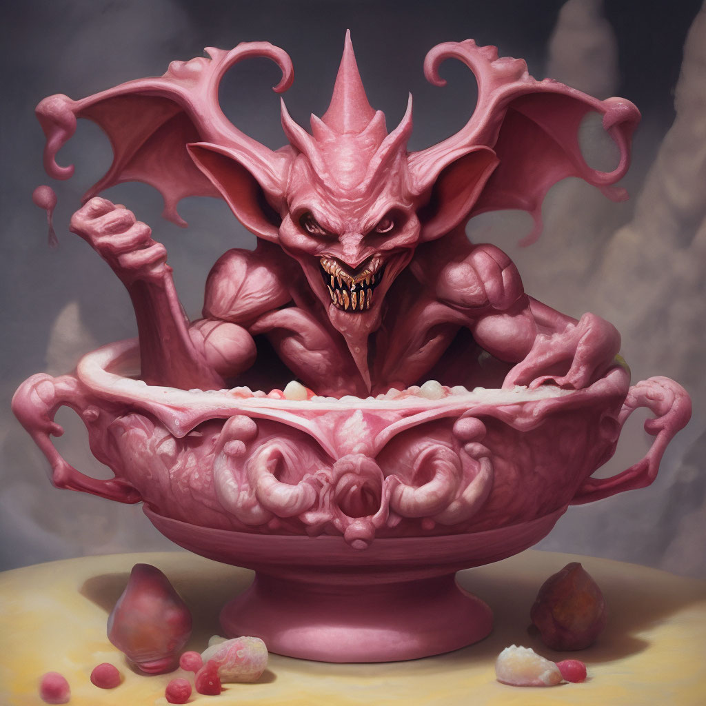 "A demon living in a sugar bowl" — image created in Shedevrum
