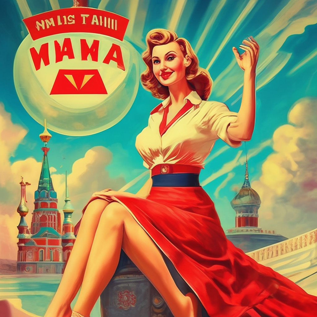 ""We are waiting for changes!" Soviet pin up style poster" — image created in Shedevrum