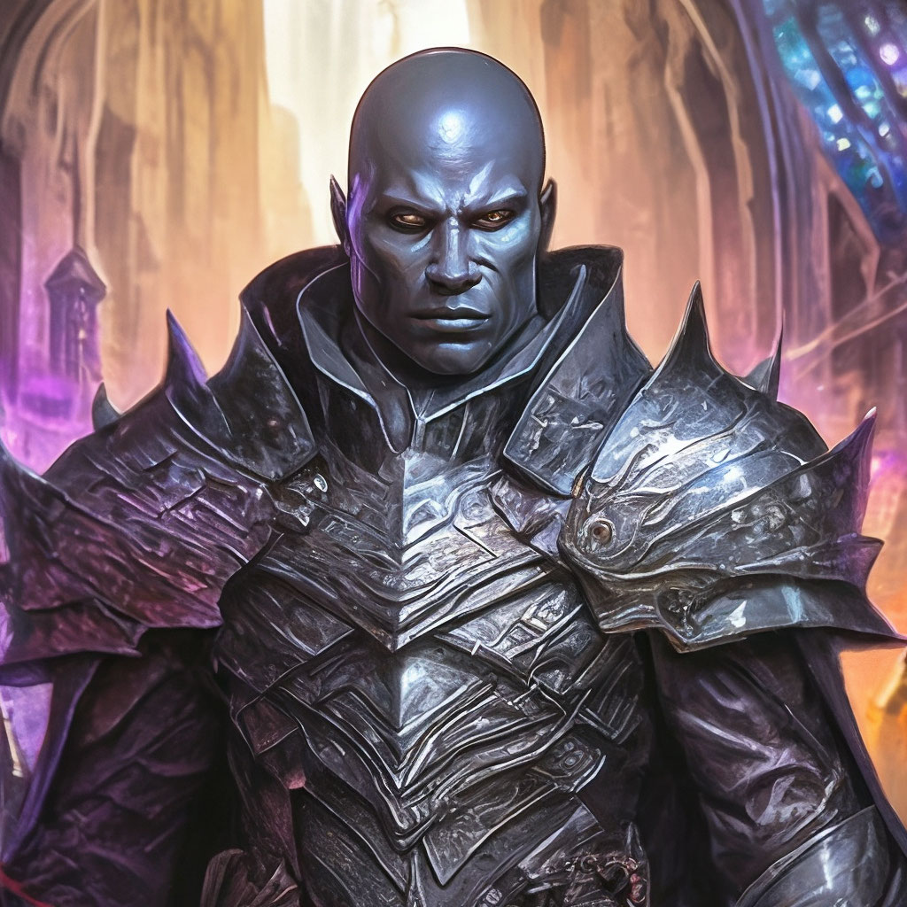 "Drow, gray skin, man, heavy armor, armor, full height, on the ...