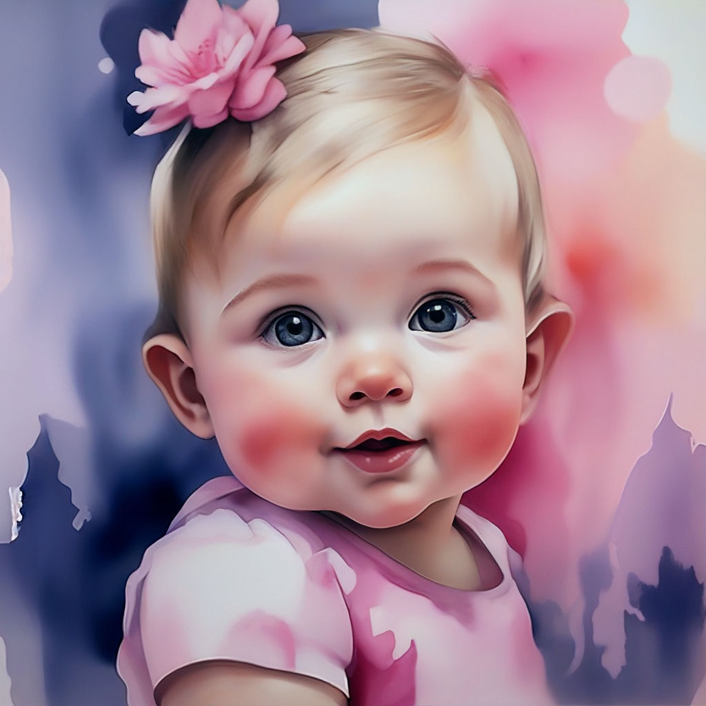 "Watercolor big pink baby" — image created in Shedevrum