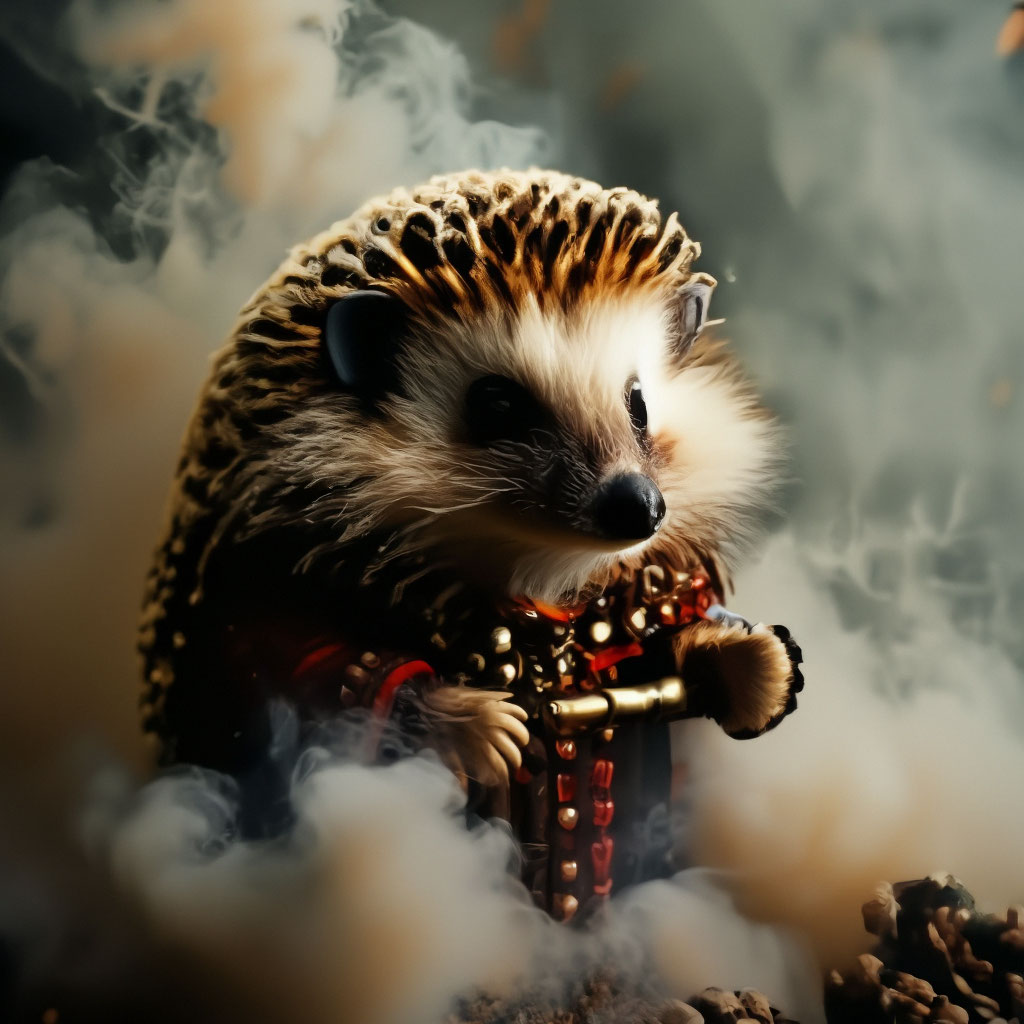 "Hedgehog in the smoke" — image created in Shedevrum
