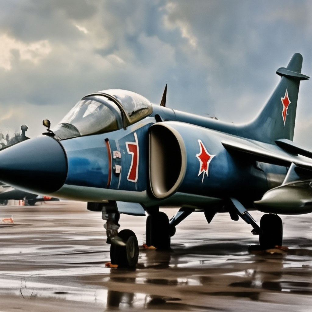 "Yak-38 at the airfield, beautiful, realistic, high detail, watercolor ...