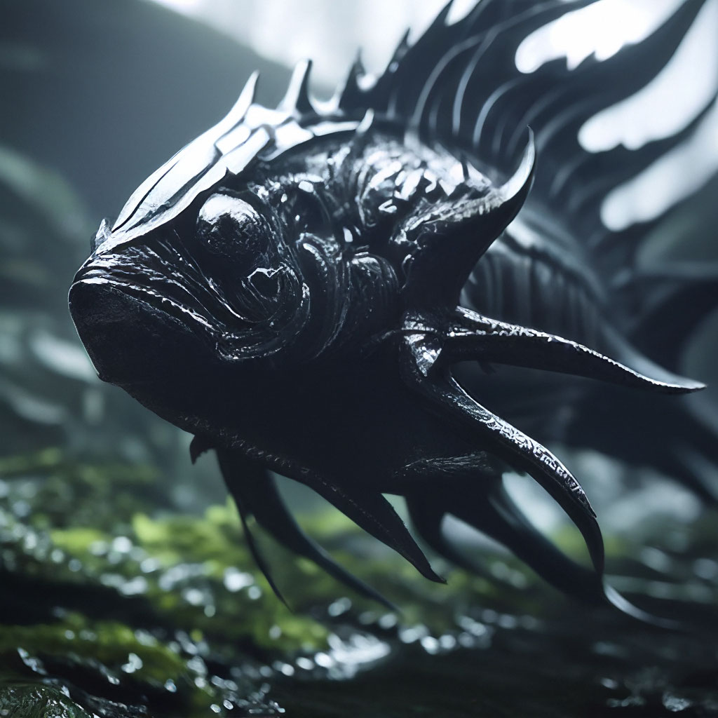 "Venom symbiote fish" — image created in Shedevrum