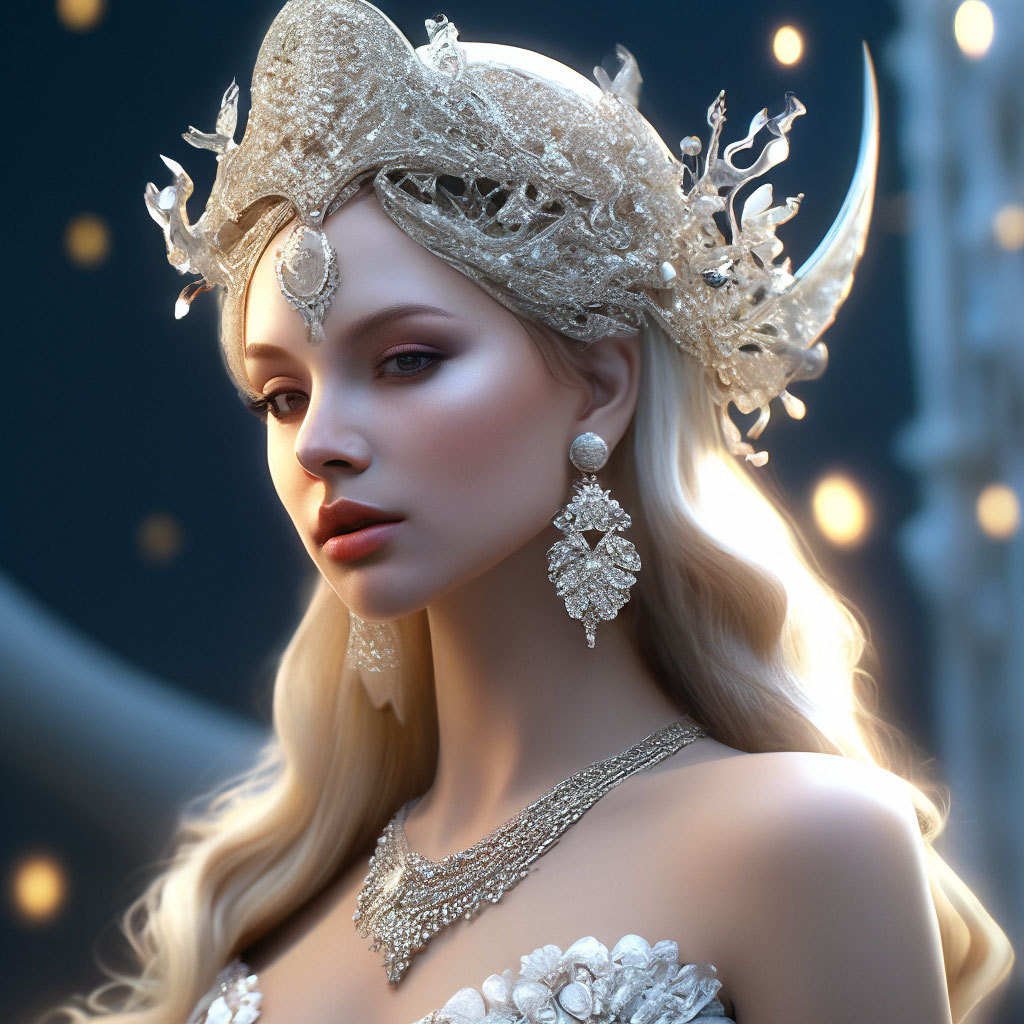 "Swan princess full face crescent moon real burning under the hair ...