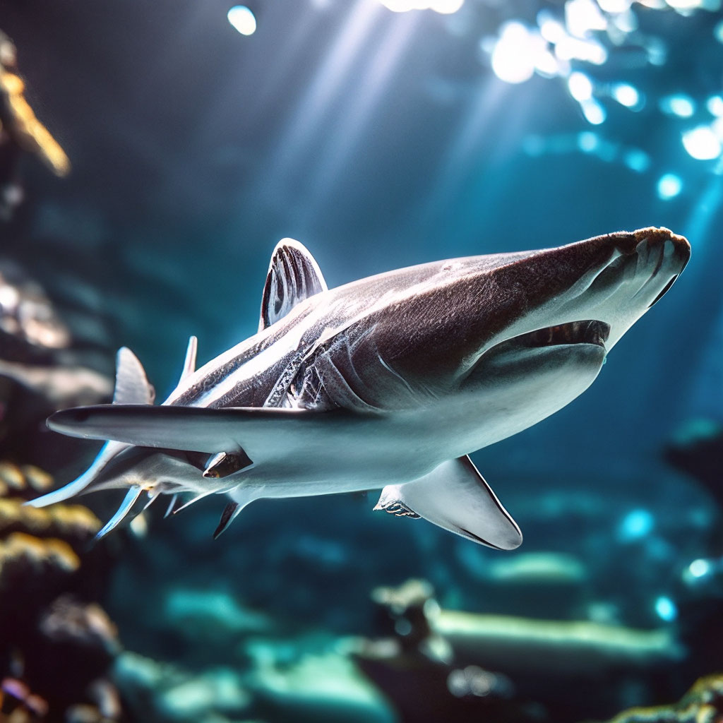 "Underwater photography, Toothed head shark (Sphyrna corona) in its ...