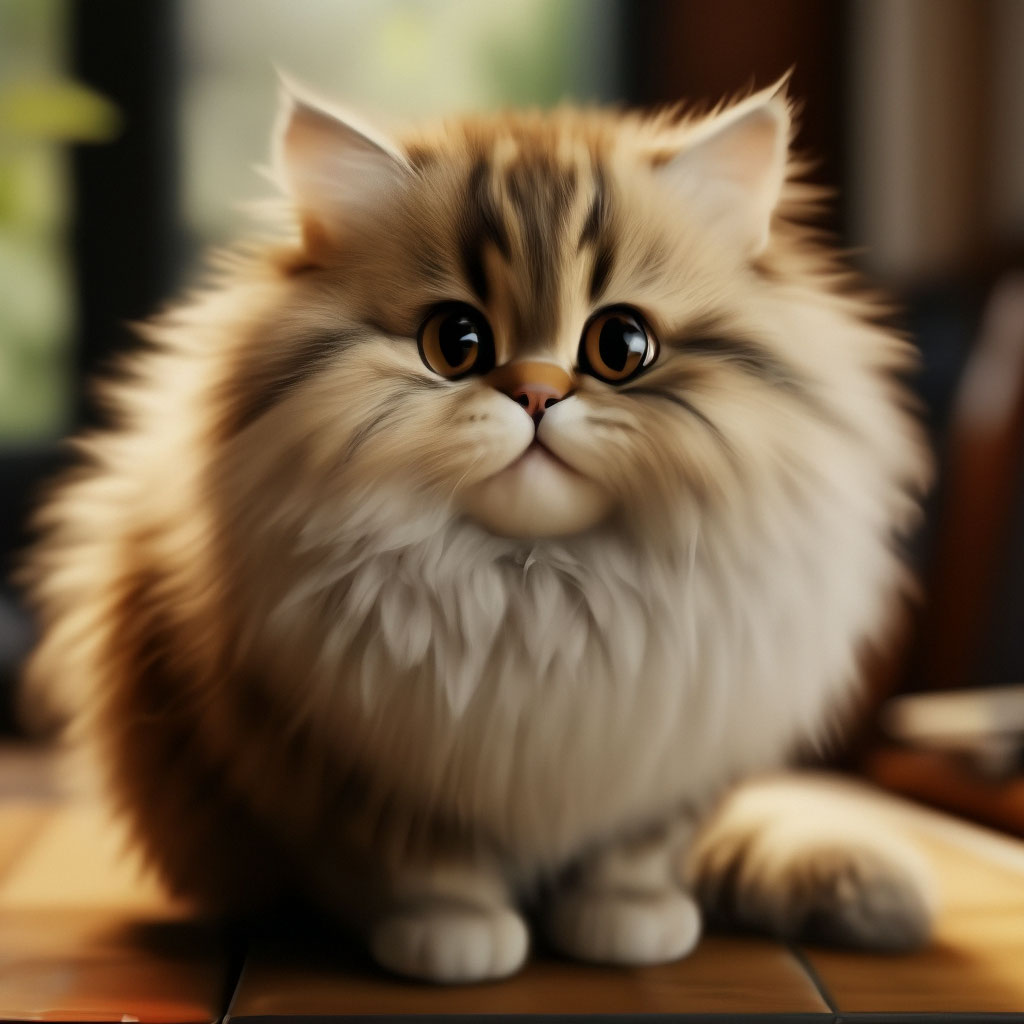 "Photorealistic fluffy spherical cat" — image created in Shedevrum