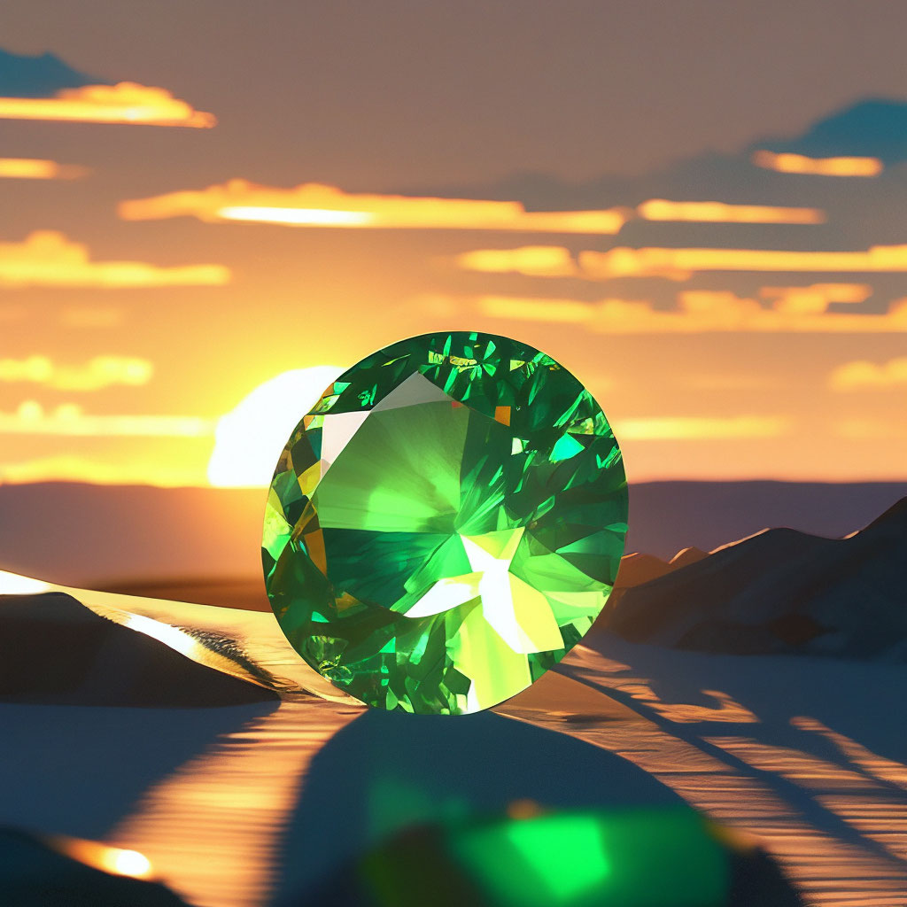 "Green Crystal Round Gemstone" — image created in Shedevrum