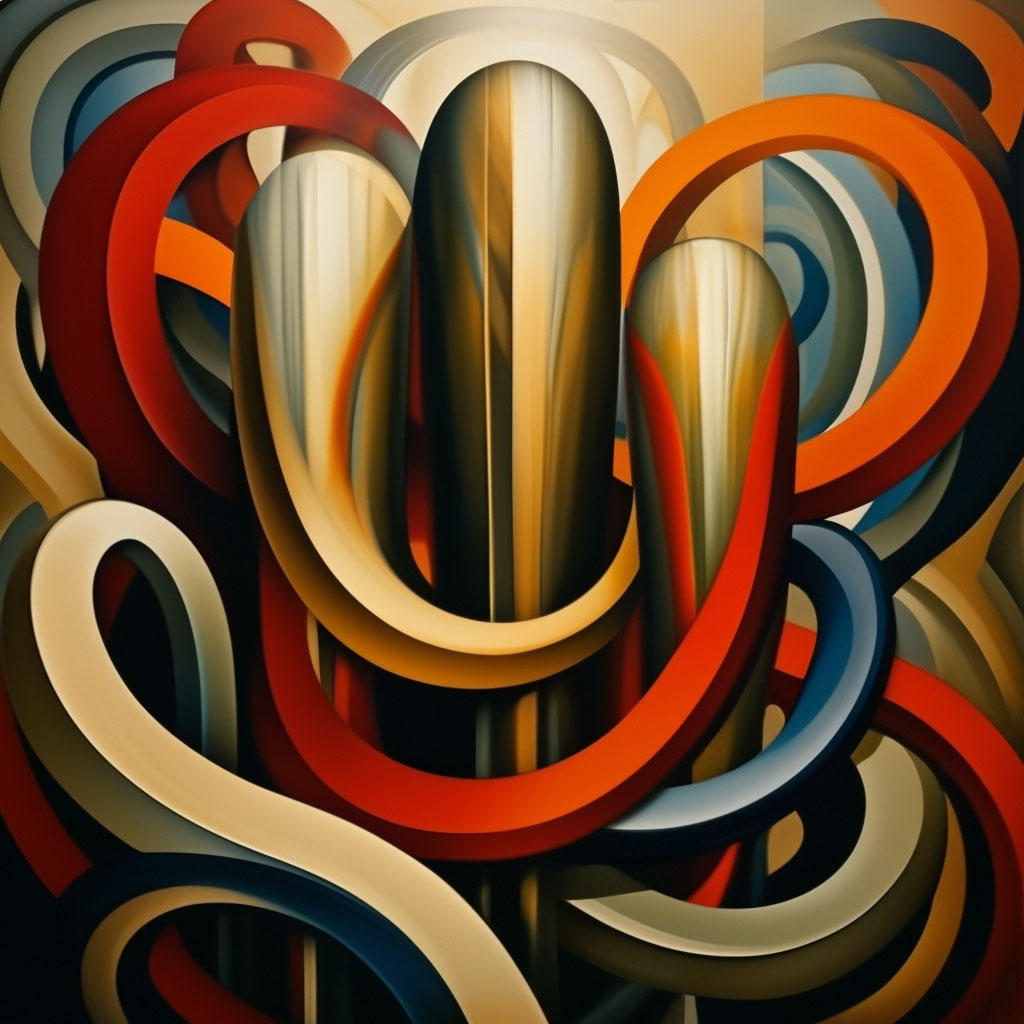 "Phallic objects, abstraction" — image created in Shedevrum