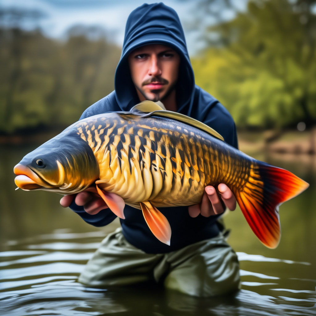 "Carp fish the game has begun" — image created in Shedevrum