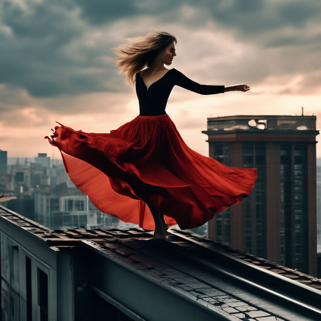 "Dancing on the roof, on the very edge" — image created in Shedevrum