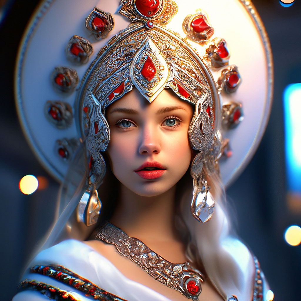 "Russian princess girl, kokoshnik, a new kind of futurism, realistic ...