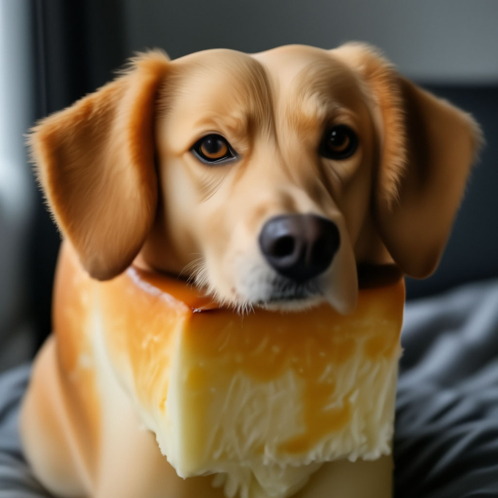 "Bread dog" — image created in Shedevrum