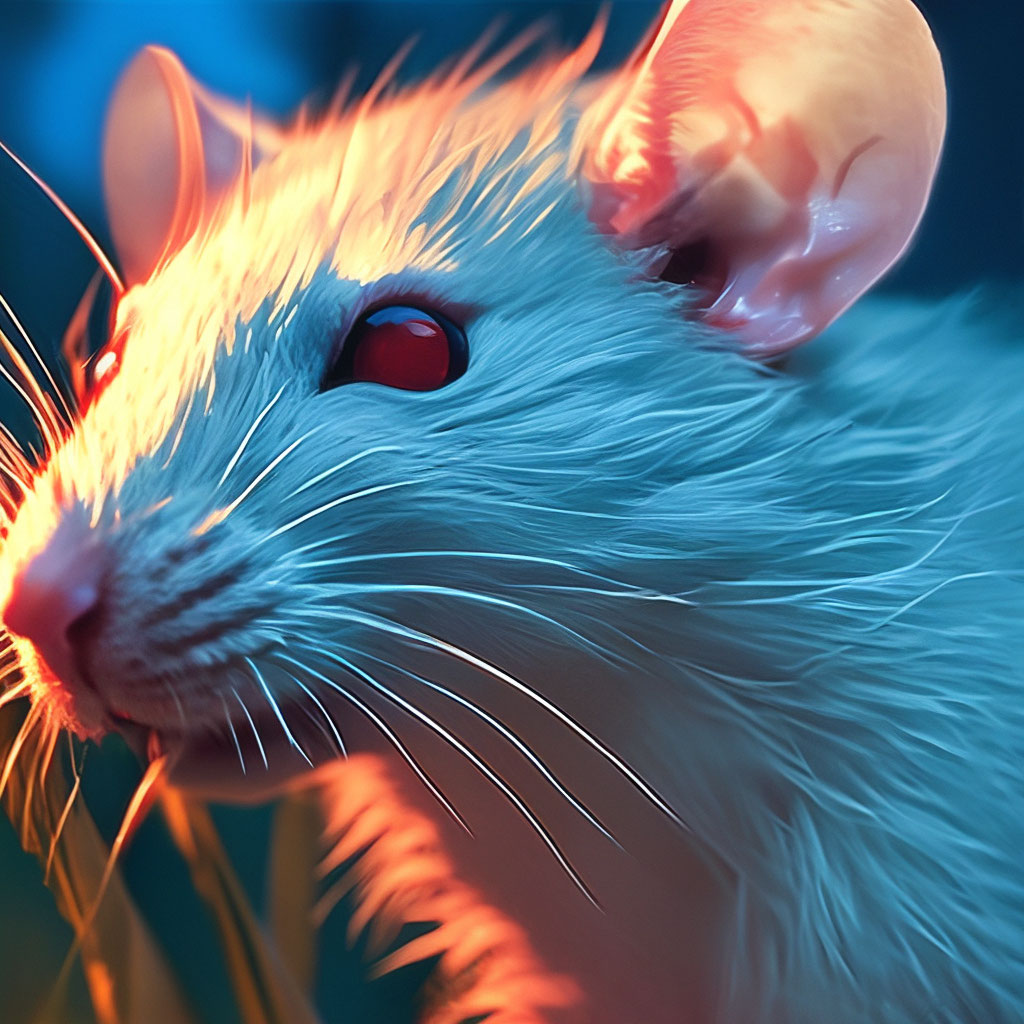"An evil, vile rat is painted in blue shadows and red lipstick, long ...