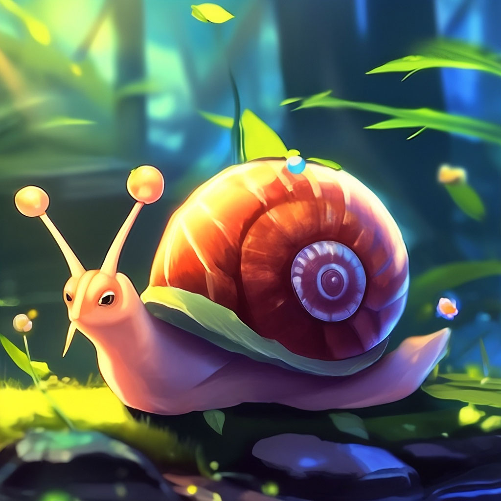 "Snail in the anime style" — image created in Shedevrum