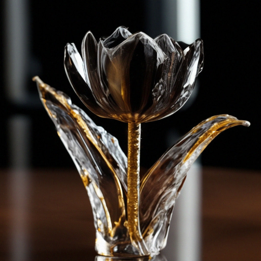 "Stone-cutting composition "Ice tulip". A luxurious tulip flower is ...