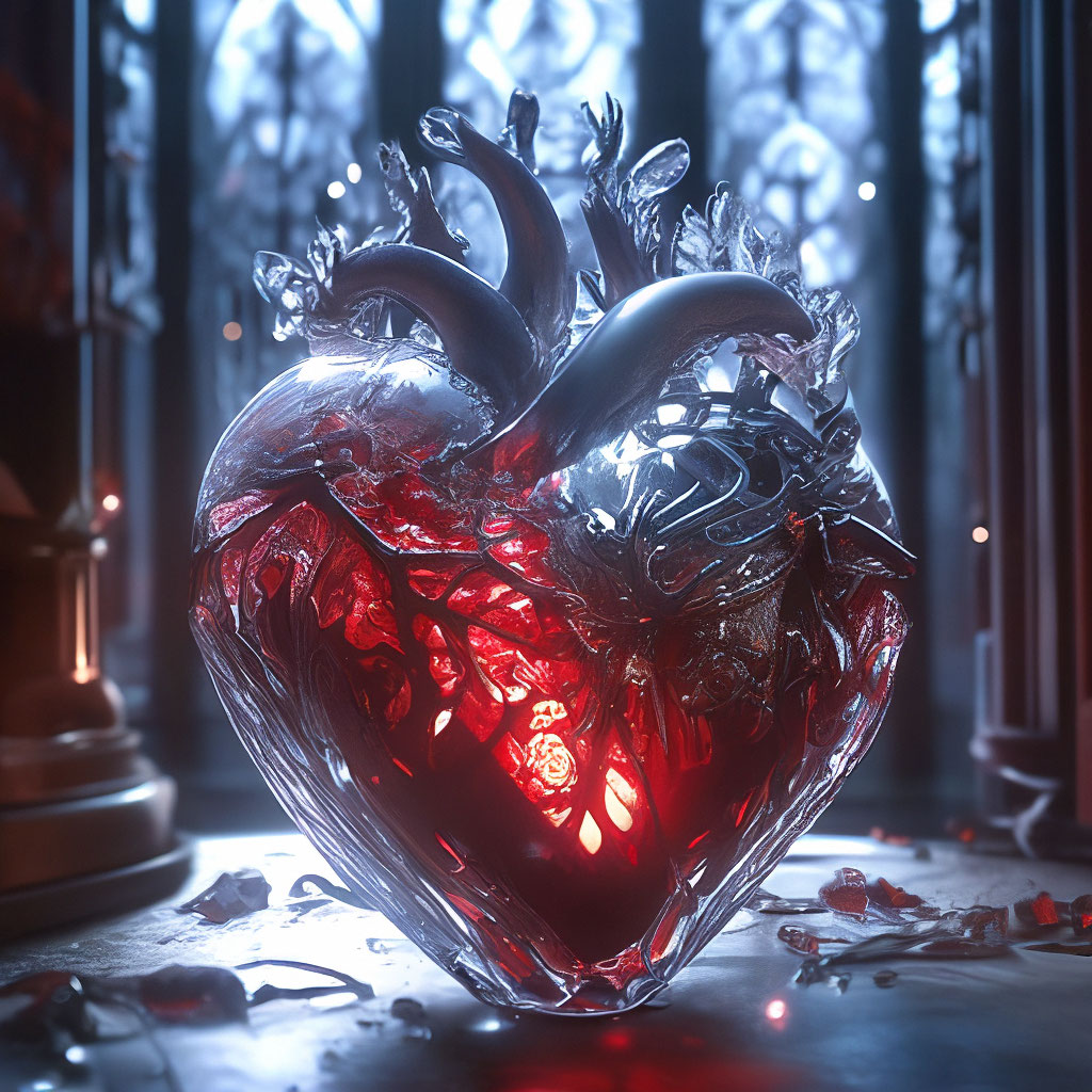 "Inside the glass heart, a terrible element is raging, gothic ...