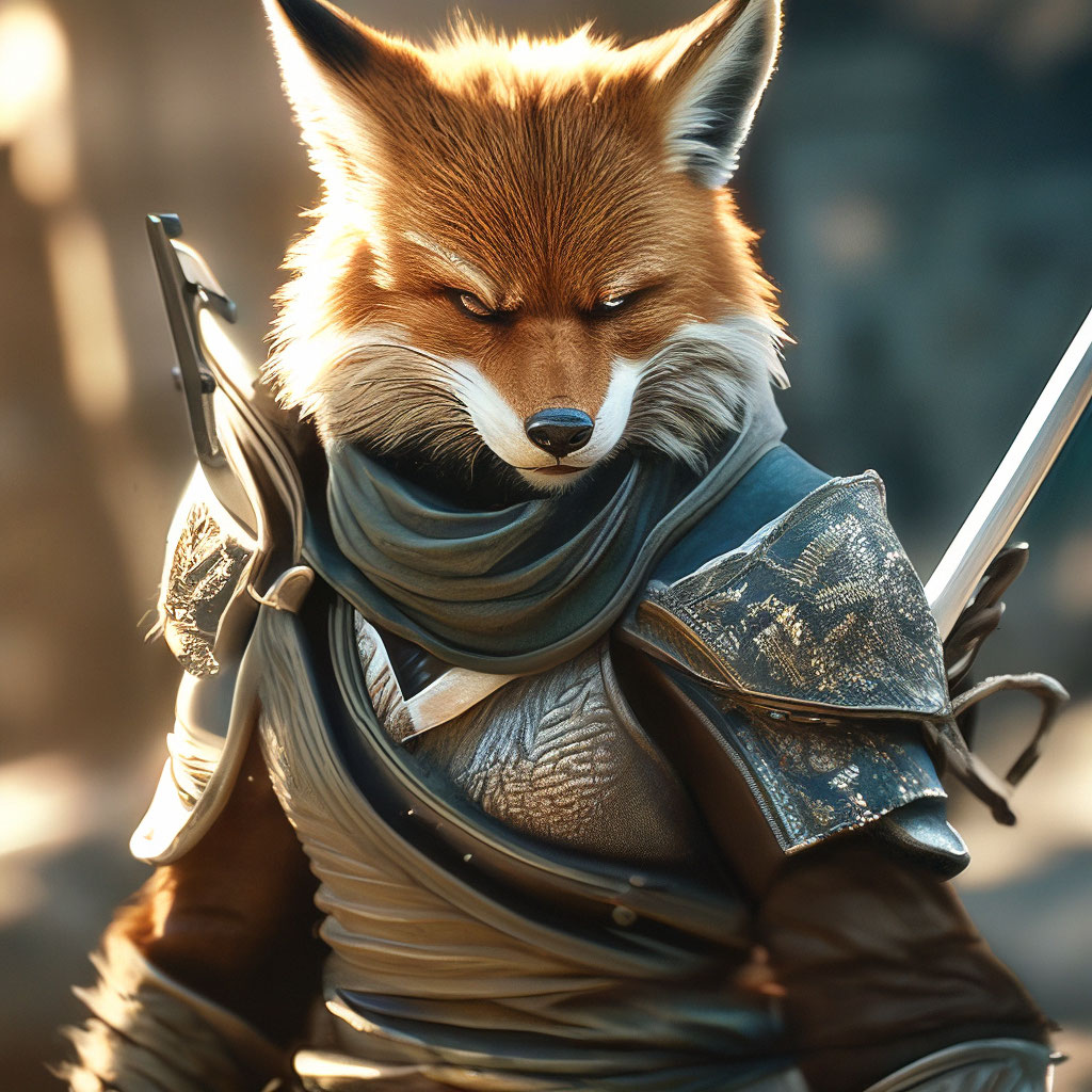 "Fox assassin, combat fantasy, view from afar, photorealism, HD ...