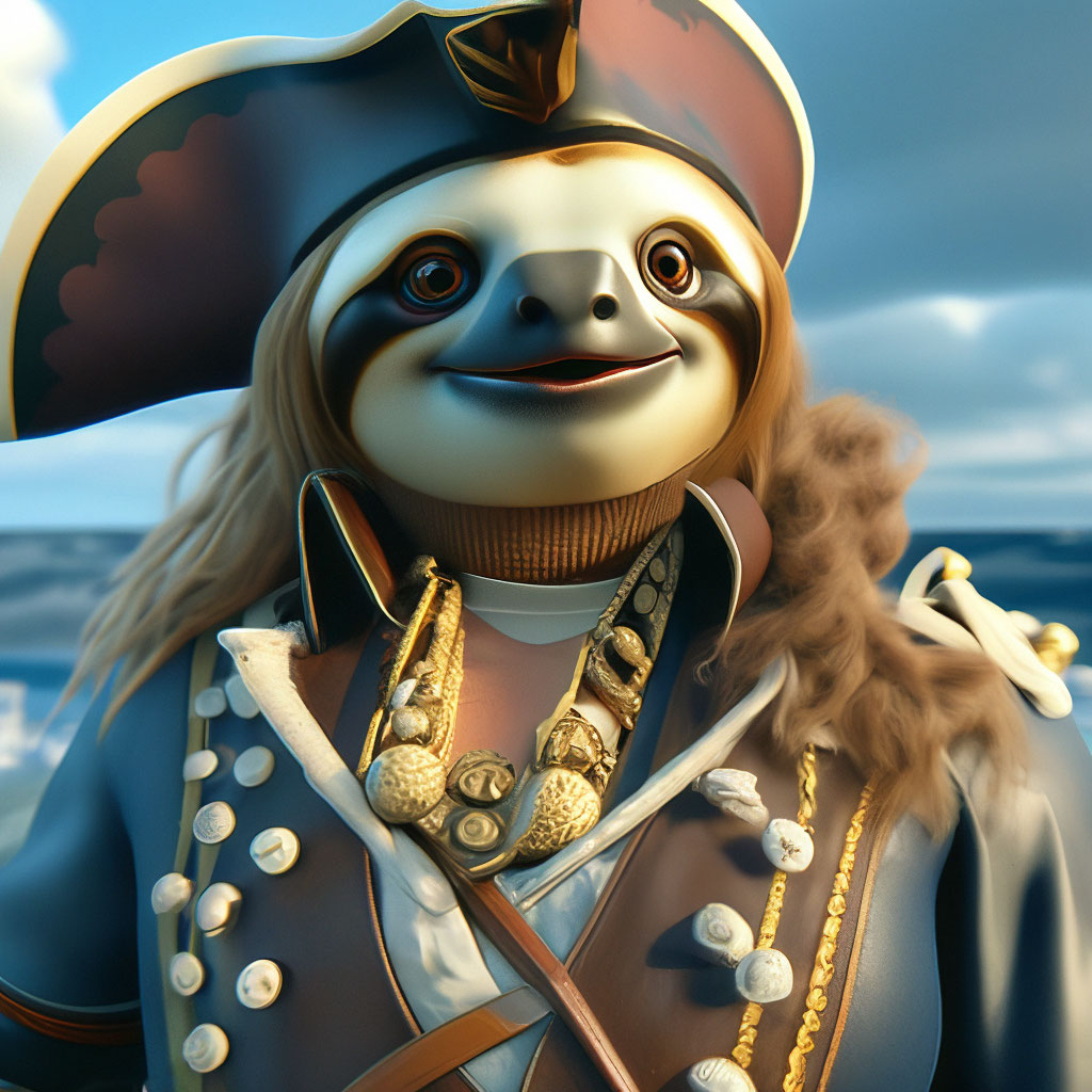 "Sloth Lenya in the costume of Captain Jack Sparrow + storm + Black ...