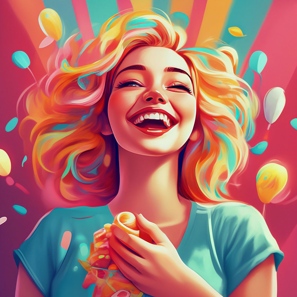 "Sweetie happiness woman illustration, illustrative style write ...