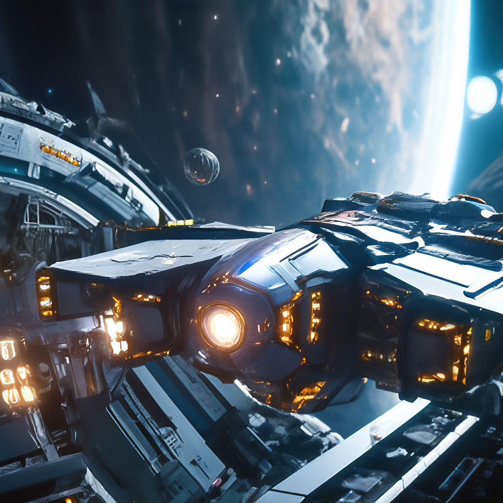 "Flyer flies into a space bot, which is located on the flight deck of a ...