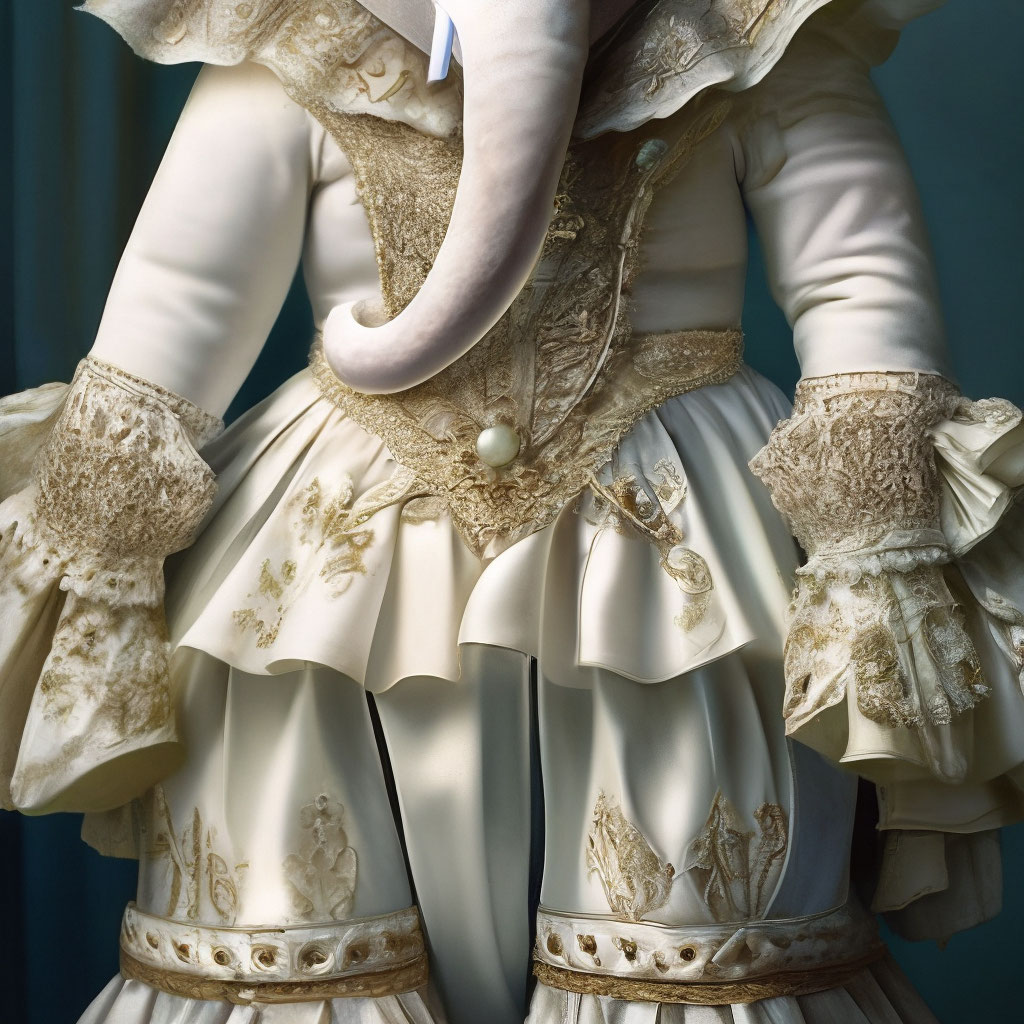 "Cute anthropomorphic elephant dressed in pantaloons , ruffles, double ...