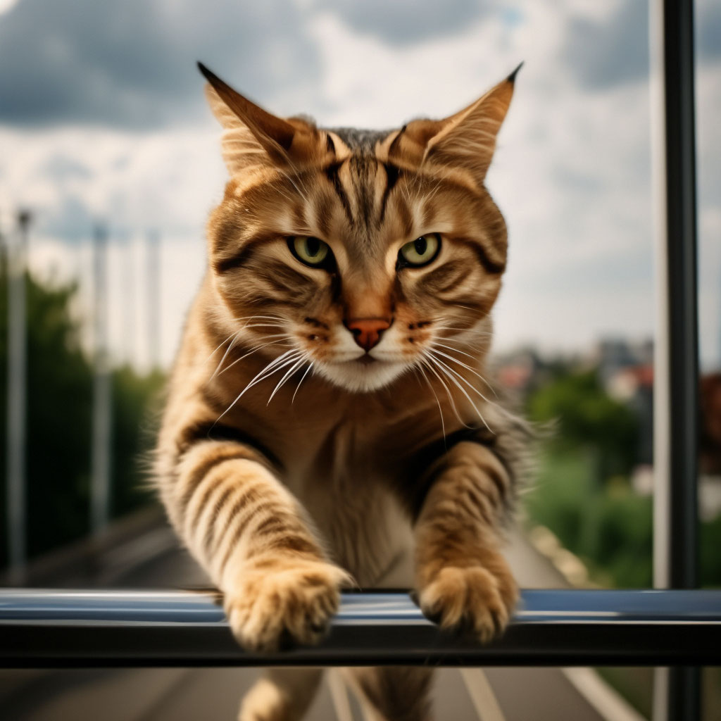 "The cat on the crossbar makes a power coup. cats admire, cats envy ...