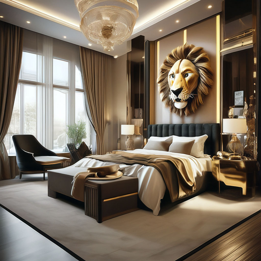 "Zodiac sign "Leo" in the form of a room, a bedroom in the style of a ...