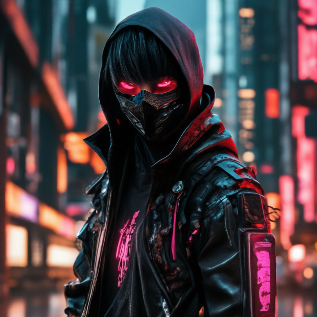 "Tokyo ghoul in cyberpunk style" — image created in Shedevrum